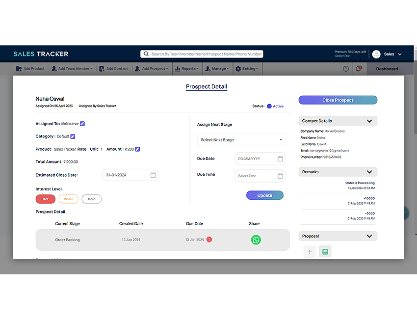 Features | Sales Tracker